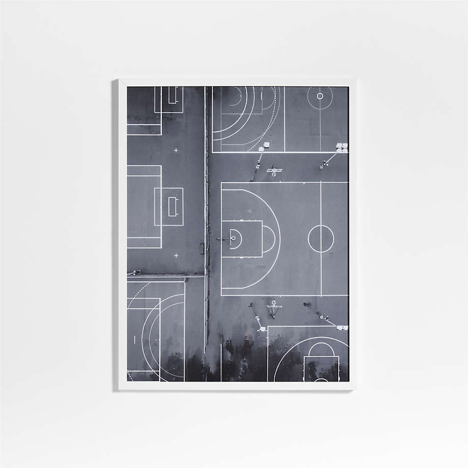 Black and White Basketball Court Framed Wall Art Print | Crate & Kids