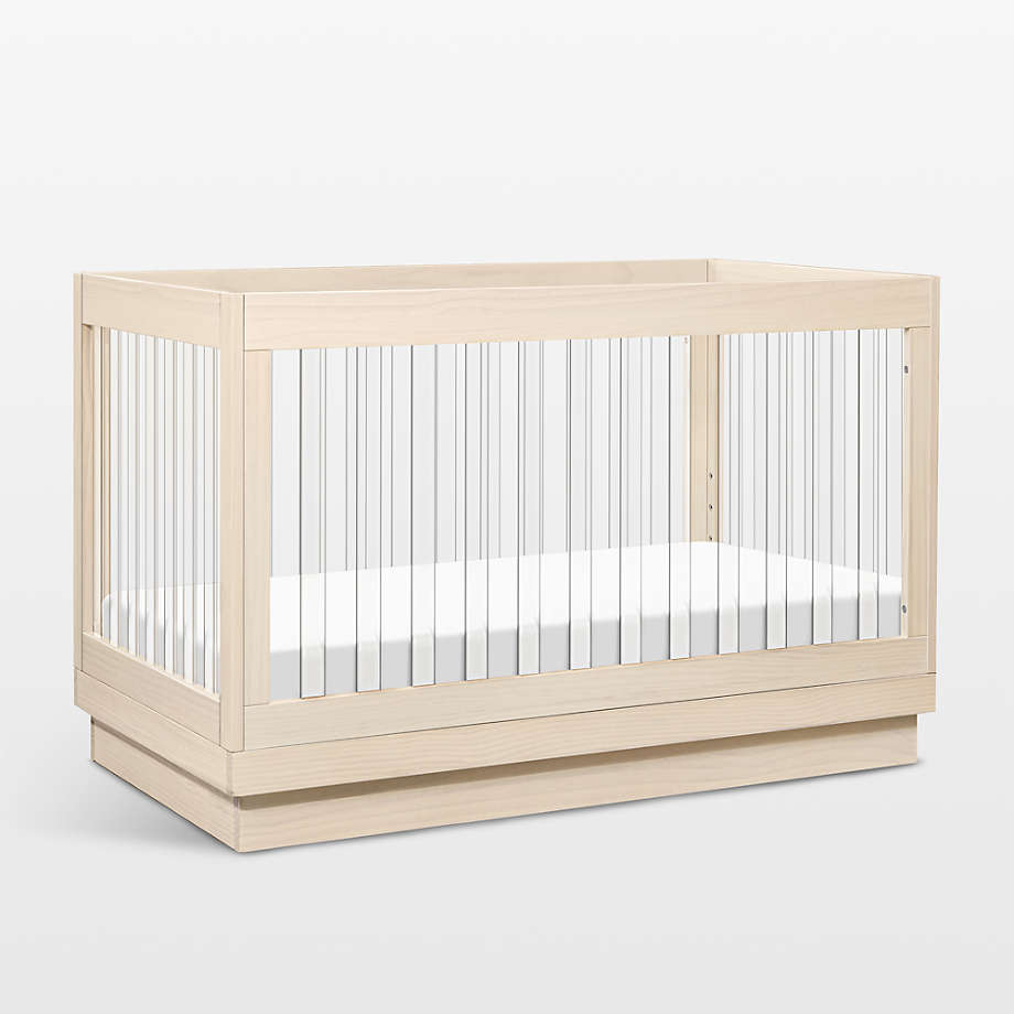 Babyletto Harlow Natural Acrylic 3-in-1 Convertible Baby Crib with Toddler Bed Conversion Kit ...