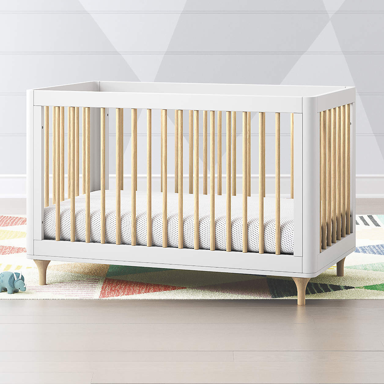 Babyletto Lolly White & Natural 3-in-1 Wood Convertible Baby Crib with ...