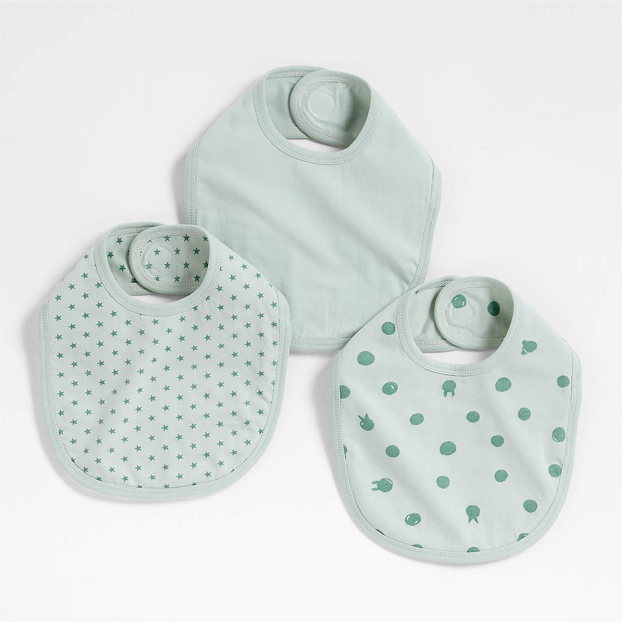 Baby's First Organic Jersey Green Baby Bibs, Set of 3 | Crate & Kids