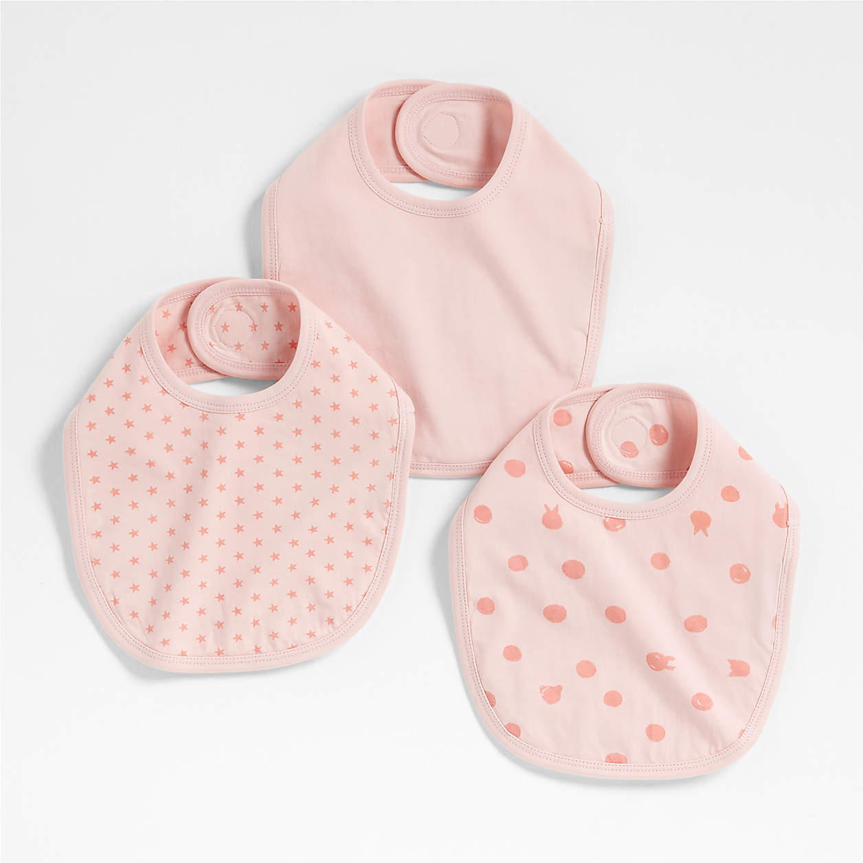 Baby's First Organic Jersey Pink Baby Bibs, Set of 3 + Reviews | Crate ...