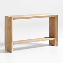 Baja 54" Rectangular Natural Oak Wood Console Table with Shelf ...