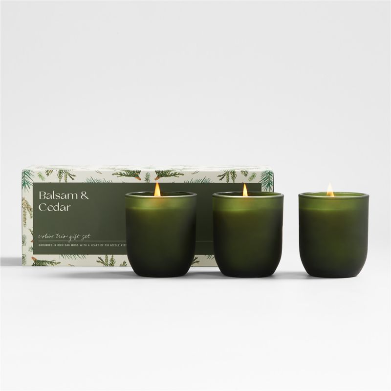 ILLUME Balsam and Cedar Trio Holiday Candle Set + Reviews | Crate & Barrel