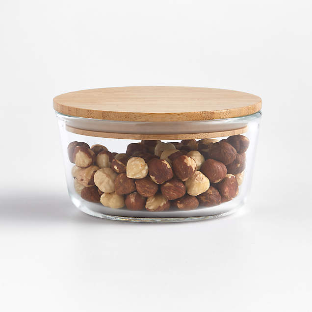 7-Cup Round Glass Storage Container with Bamboo Lid + Reviews | Crate ...