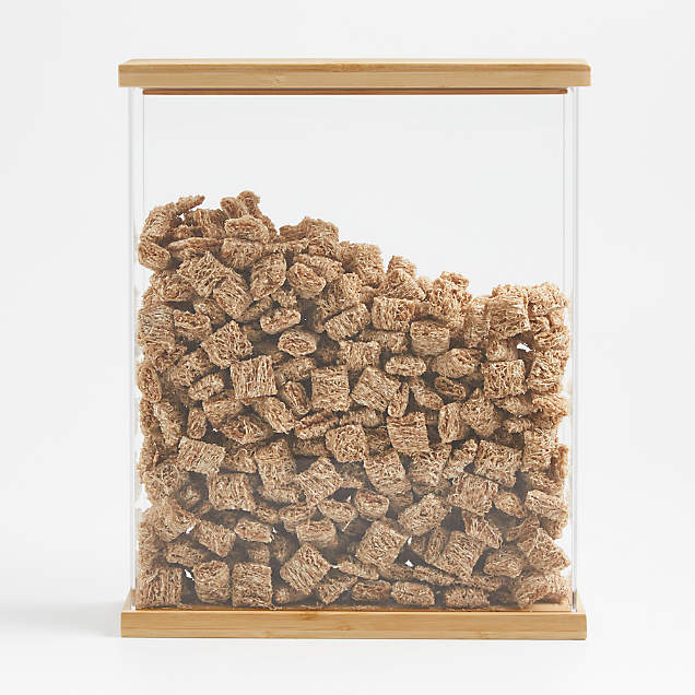 Medium Plisse Glass Rectangular Storage Container with Wood Lid by ...