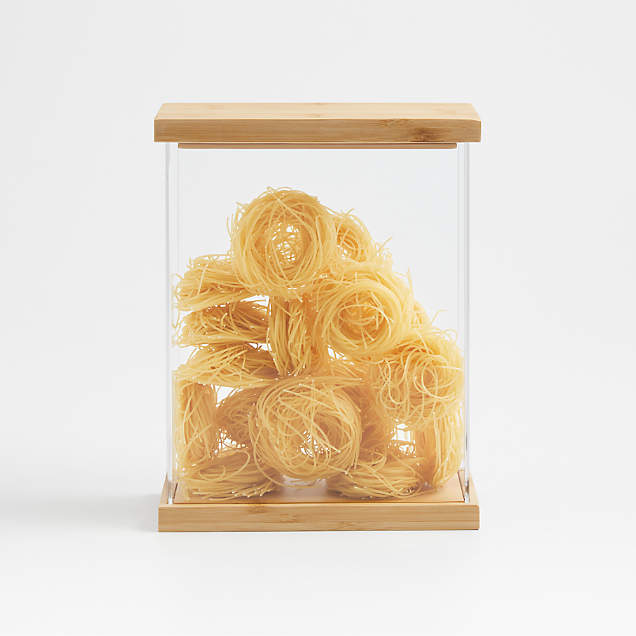 Medium Plisse Glass Rectangular Storage Container with Wood Lid by ...