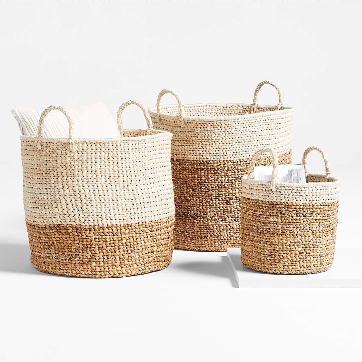 Banana Bark Woven Baskets | Crate & Barrel