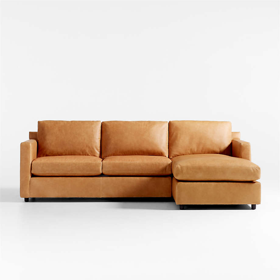 Barrett II Leather 2-Piece Chaise Sectional Sofa + Reviews | Crate & Barrel