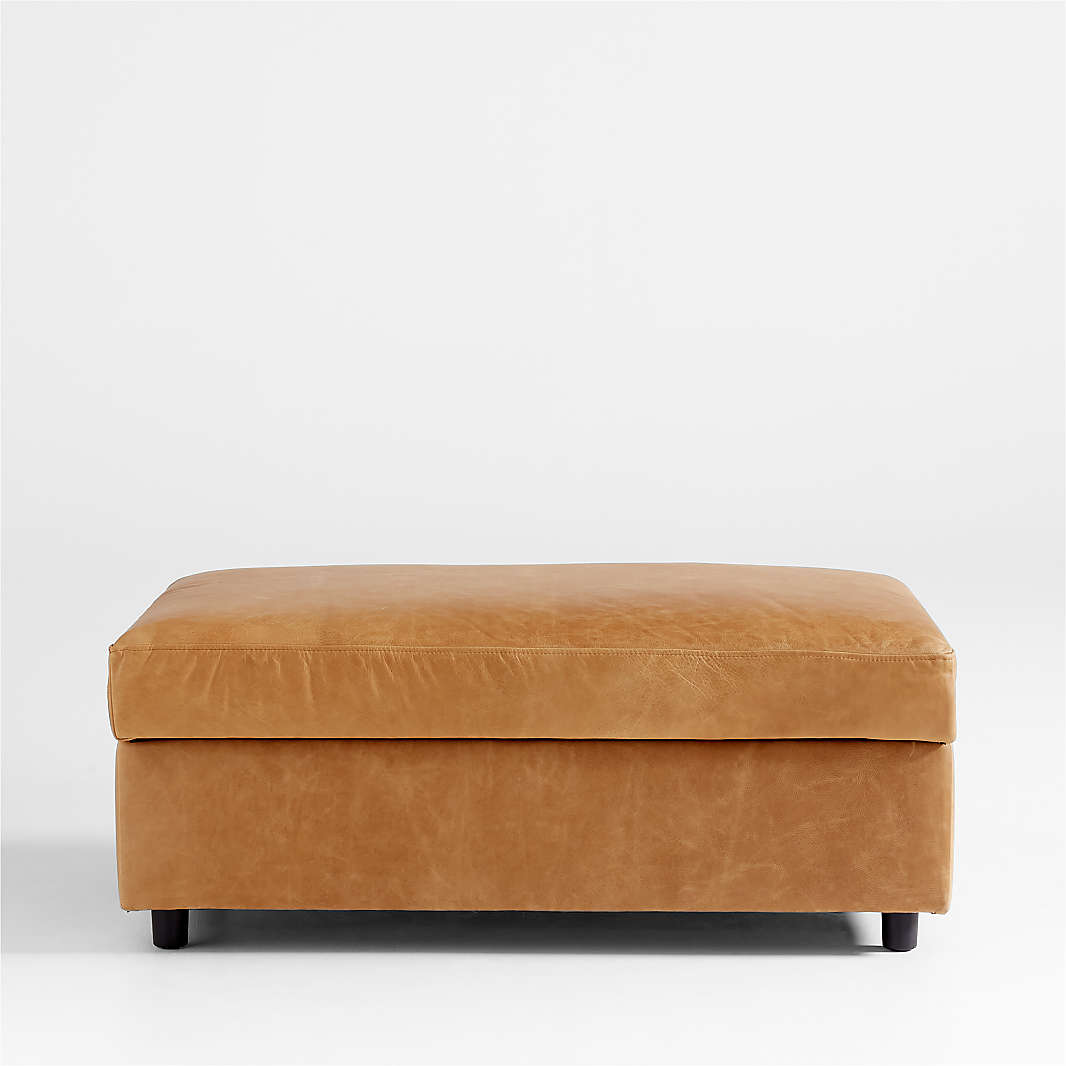 Brown Leather Ottomans | Crate & Barrel