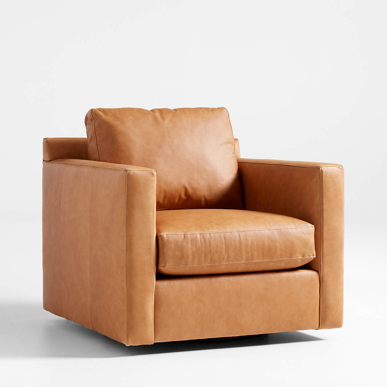 Barrett II Leather Track Arm Swivel Chair + Reviews | Crate & Barrel