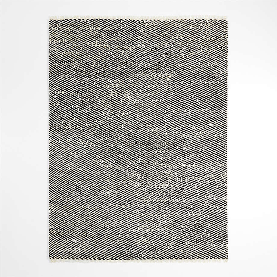 Basel Wool Hand-Knotted Black Area Rug 9'x12' | Crate & Barrel