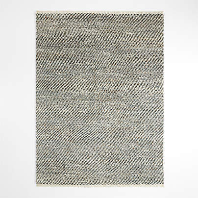 Basel Wool Blue and Sage Green Rug Swatch 12"x18" | Crate & Barrel