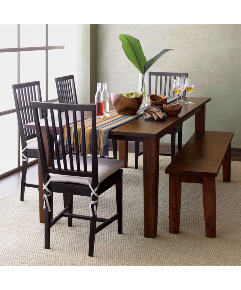 Basque 62" Honey Wood Bench with Natural Cushion + Reviews | Crate & Barrel