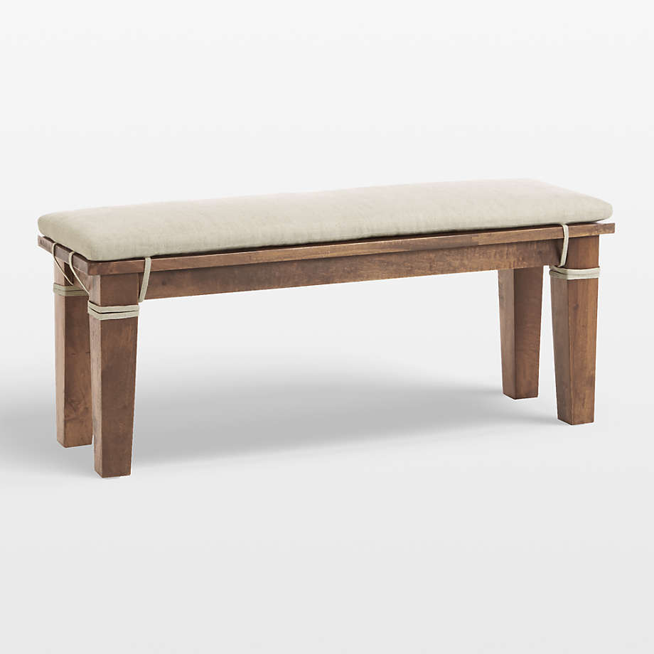 Basque 48" Light Brown Wood Bench with Natural Cushion + Reviews ...
