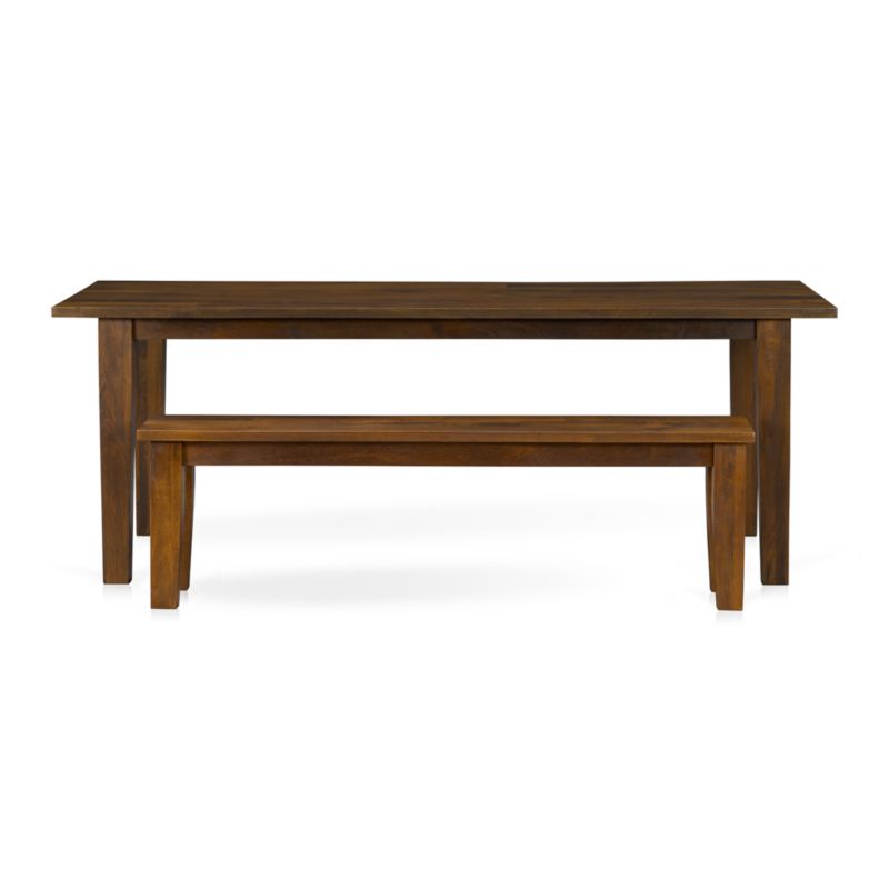 Basque 62" Honey Wood Bench with Natural Cushion + Reviews | Crate & Barrel