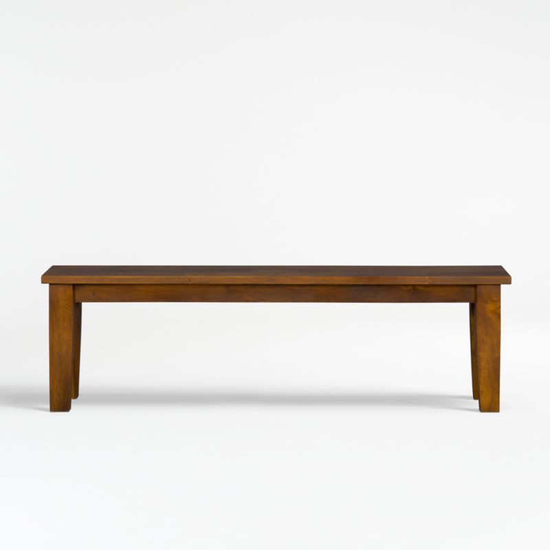Basque 62" Honey Wood Bench with Natural Cushion + Reviews | Crate & Barrel