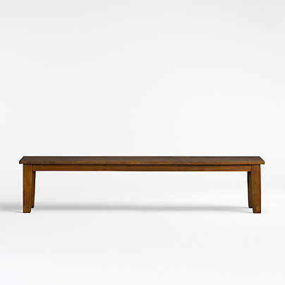 Basque 62" Honey Wood Bench with Natural Cushion + Reviews | Crate & Barrel