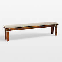 Basque 84" Honey Wood Bench with Natural Cushion | Crate & Barrel Canada