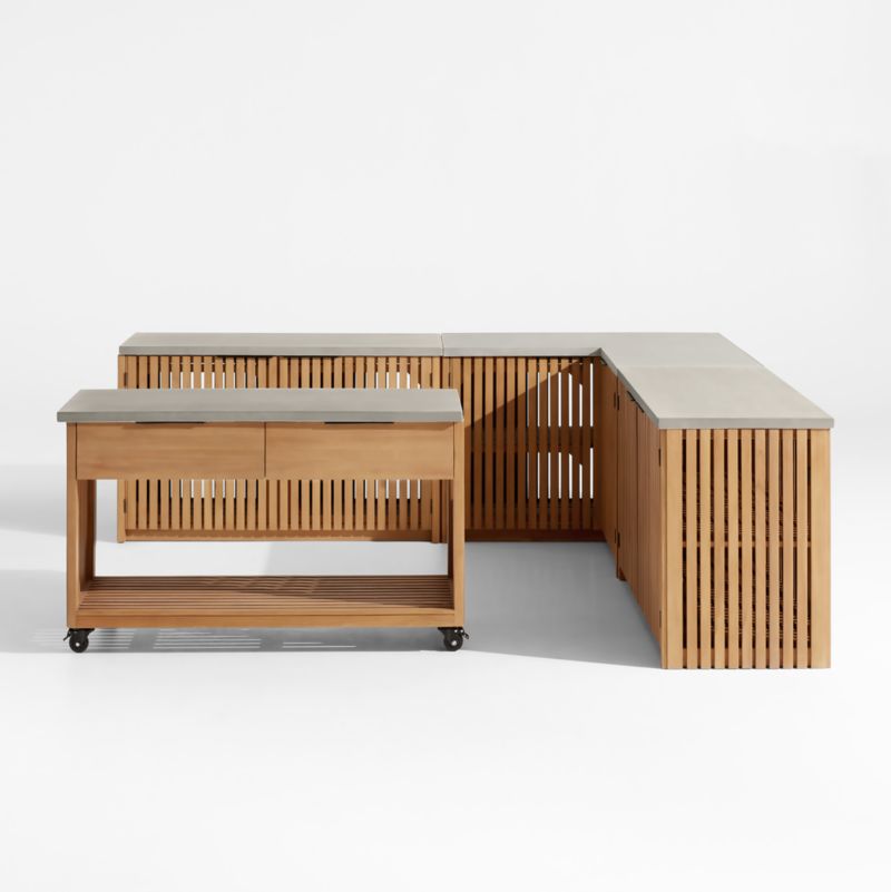 Batten 3-Piece L-Shaped Outdoor Kitchen Set with Island | Crate & Barrel