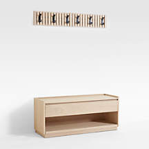 Batten White Oak Storage Bench and 2 Wall-Mounted Coat Racks | Crate ...