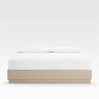 Batten Brown Oak Queen Plinth-Base Bed + Reviews | Crate & Barrel Canada