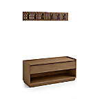 Batten Brown Oak Storage Bench and 2 Wall-Mounted Coat Racks | Crate ...