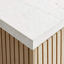 Batten 72" White Marble Top and Oak Wood Double Sink Floating Vanity ...