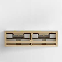 Batten 72" White Marble Top and Oak Wood Double Sink Floating Vanity ...