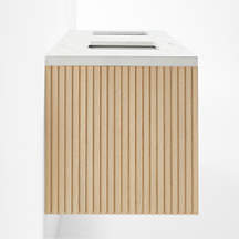 Batten 72" White Marble Top and Oak Wood Double Sink Floating Vanity ...