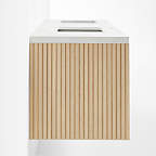 Batten 72" White Marble Top and Oak Wood Double Sink Floating Vanity ...