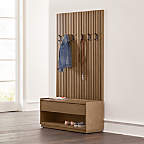 Batten Brown Oak Storage Bench and Panel Set + Reviews | Crate & Barrel