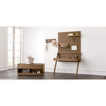 Batten Brown Oak Storage Bench and 2 Wall-Mounted Coat Racks | Crate ...