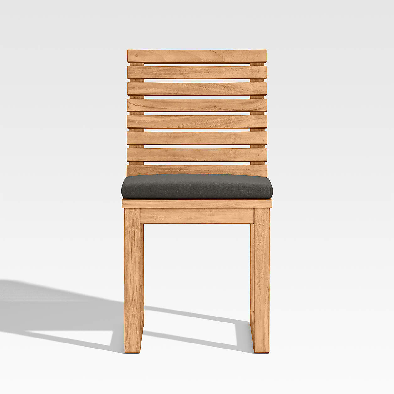 Batten Teak Dining Side Chair with Charcoal Cushions | Crate & Barrel