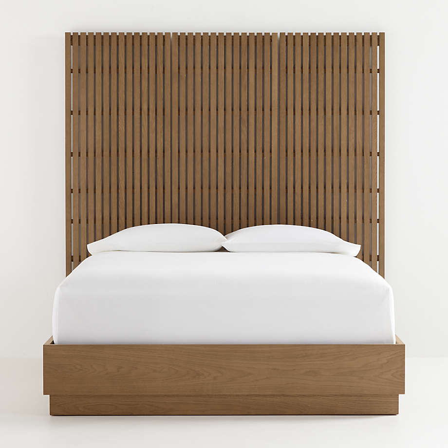 Batten Brown Oak Queen Plinth-Base Bed and Batten Panels + Reviews ...