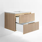 Batten 30" White Marble Top and Oak Wood Single Sink Floating Vanity ...