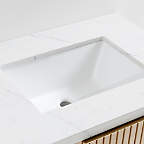 Batten 30" White Marble Top and Oak Wood Single Sink Floating Vanity ...