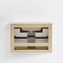 Batten 30" White Marble Top and Oak Wood Single Sink Floating Vanity ...