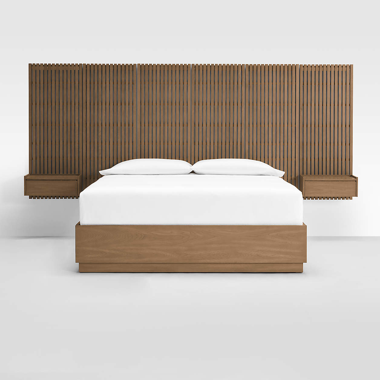 Batten Brown Oak King Plinth-Base Storage Bed Frame, Panels and ...