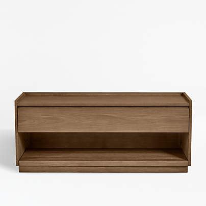 Batten Brown Oak Storage Bench and Panel Set + Reviews | Crate & Barrel ...
