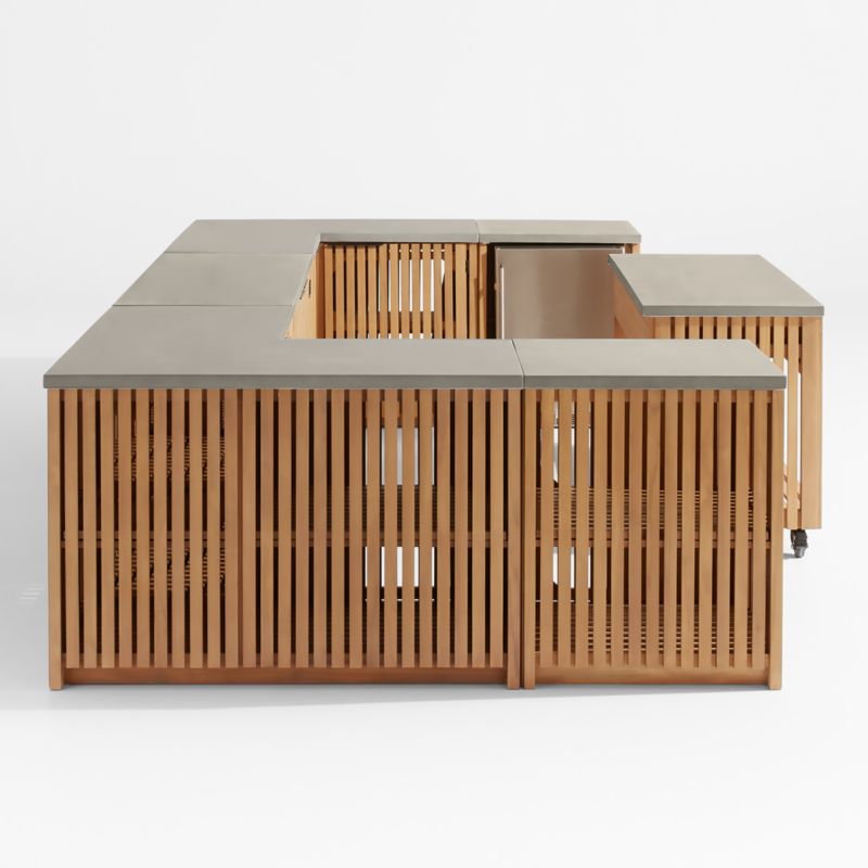Batten U-Shaped Teak Outdoor Kitchen Set with Island + Reviews | Crate ...