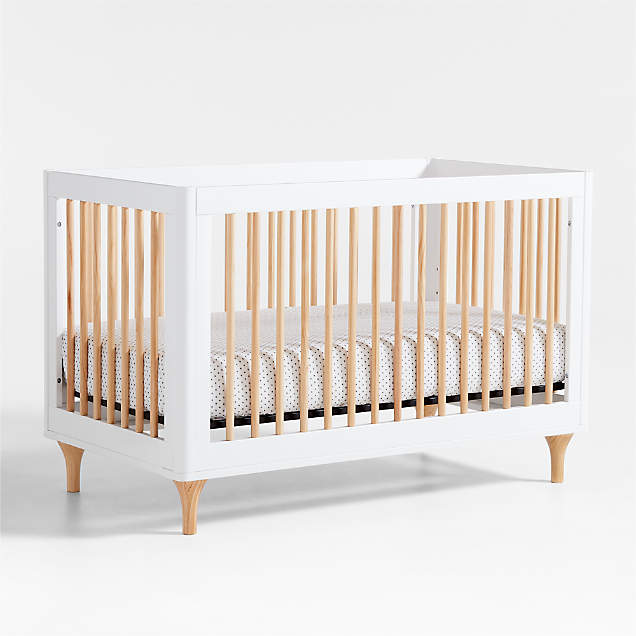 Steamer Lane Two-Tone White and Wood 3-in-1 Convertible Baby Crib ...
