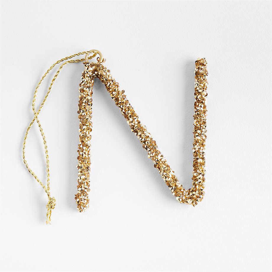 Gold Beaded "N" Letter Monogram Christmas Tree Ornament + Reviews ...