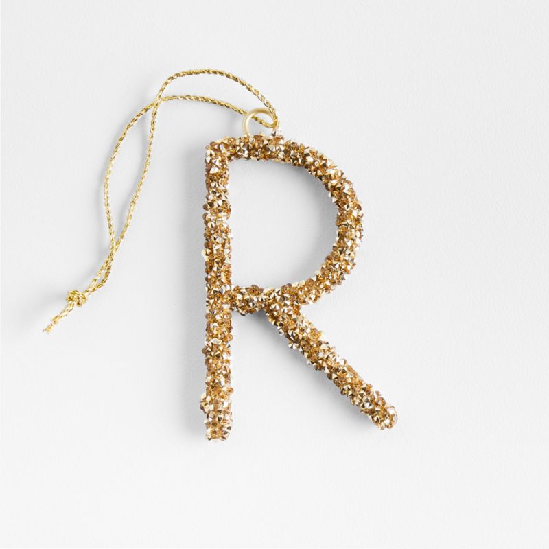 Gold Beaded "R" Letter Christmas Tree Ornament + Reviews | Crate and Barrel