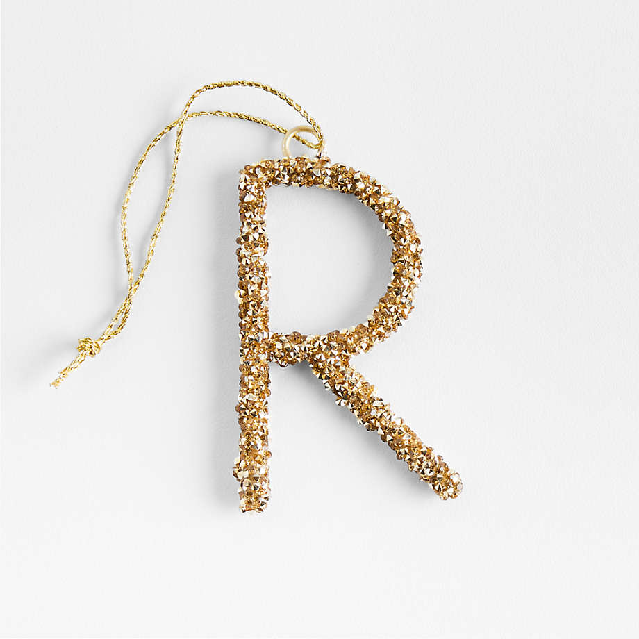 Gold Beaded "R" Letter Christmas Tree Ornament + Reviews | Crate and Barrel