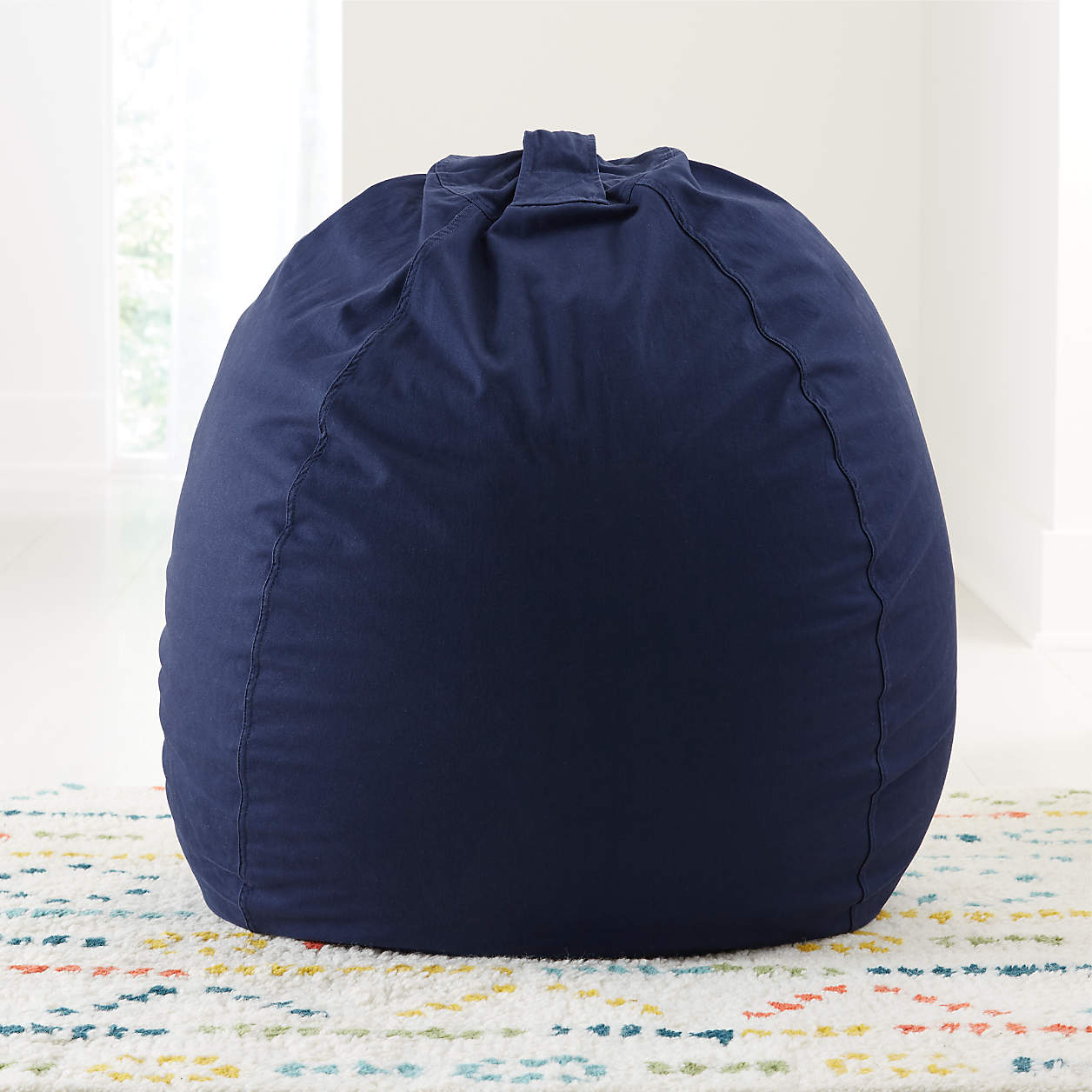 Large Dark Blue Bean Bag Chair + Reviews | Crate & Kids