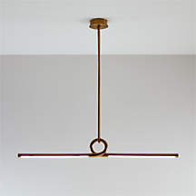 Beau Loop Brass Linear Pendant Light 44.6" + Reviews | Crate & Barrel