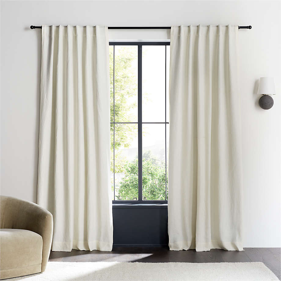 Ivory European Flax -Certified Linen Blackout Window Curtain Panel 52 ...