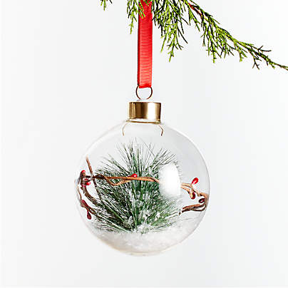 Flourish Green & Red Glitter Glass Ball Christmas Tree Ornament | Crate ...