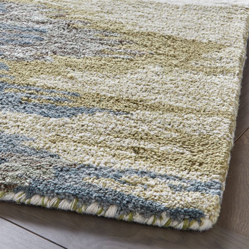 Birch Cyan Wool-Blend Abstract Area Rug 9'x12' | Crate & Barrel