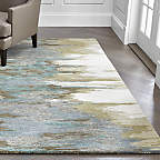 Birch Cyan Wool-Blend Abstract Area Rug 9'x12' | Crate & Barrel